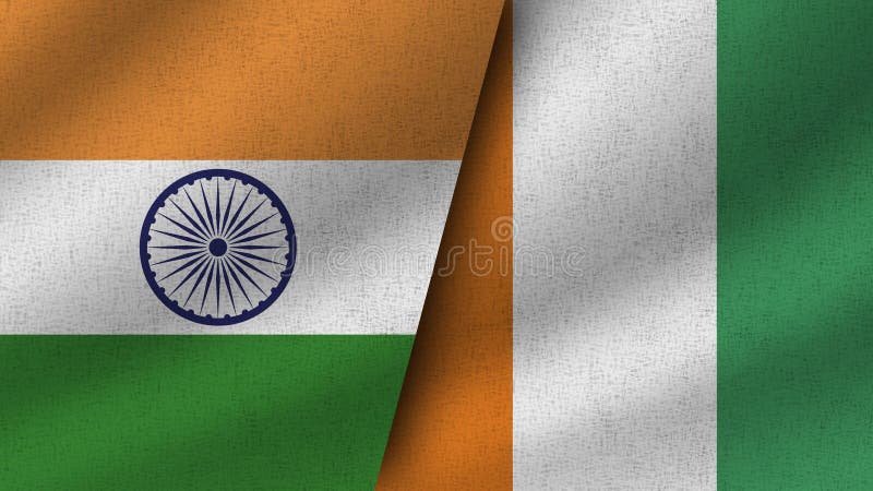 Cote D Lvoire and India Realistic Two Flags Together Stock Illustration ...