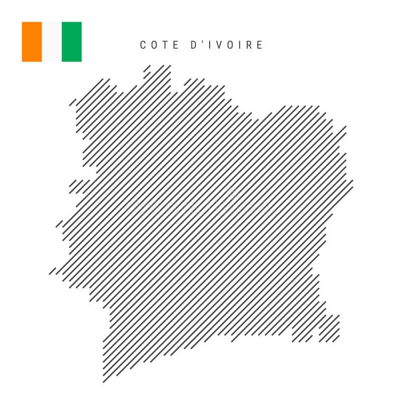 Cote DIvoire Map from Pattern of Black Slanted Parallel Lines. Flat ...