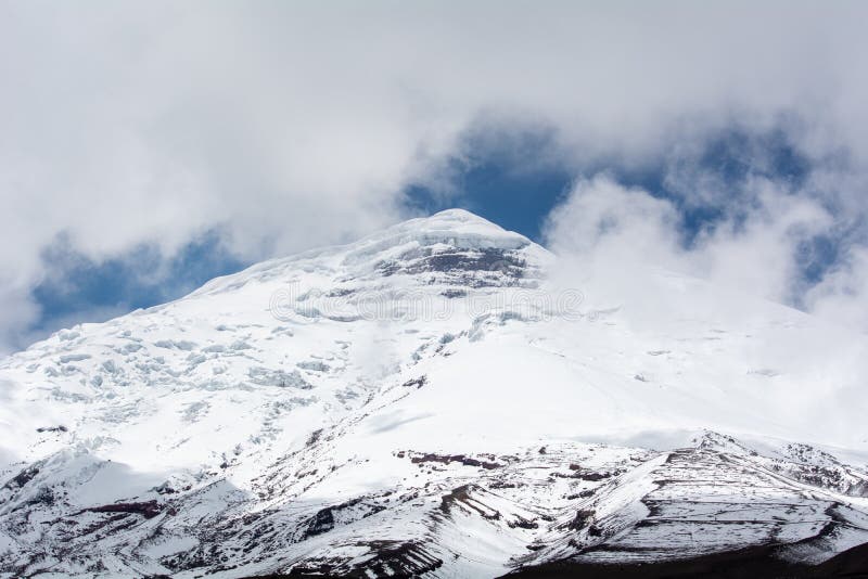 Cotopaxi Volcano with Lots of Snow Stock Photo - Image of cloud, snow ...