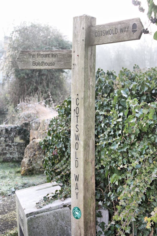Cotswold Way Walk Wooden Signpost Stock Photo - Image of direction ...