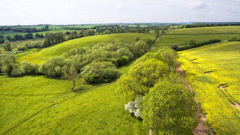 Cotswolds Rolling Hills of Fields and Meadows in Spring Stock Photo ...