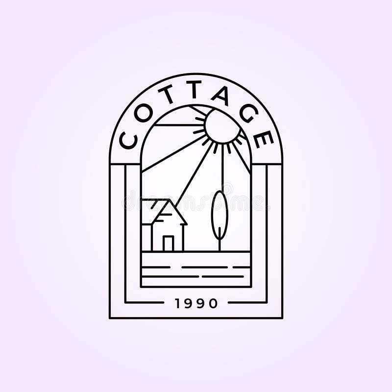 Cottage Badge Logo Vector Minimalist Line Art Design Stock Vector ...