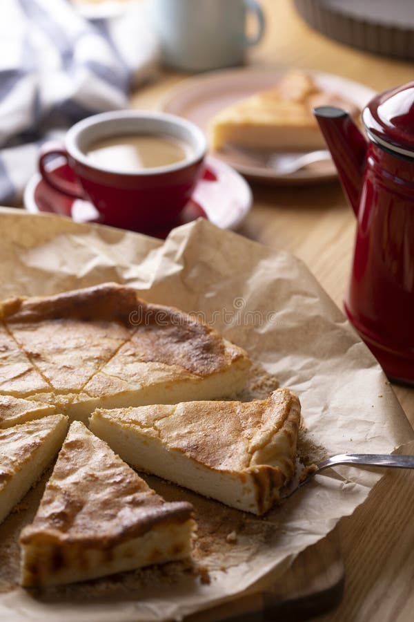 Cheese Casserole and Coffee for Breakfast Stock Image - Image of plate ...