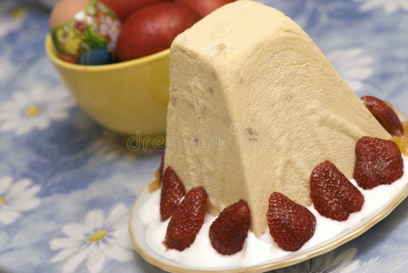 Traditional Easter Dish Cheese Pascha with Chocolate Frosting Stock ...