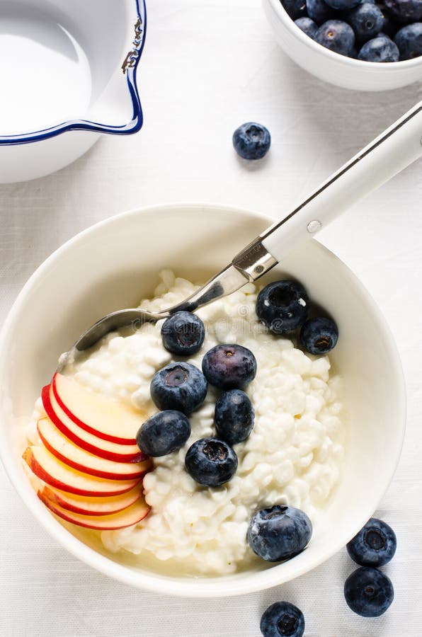 Cottage Cheese with Fresh Berries Stock Photo - Image of cheese ...