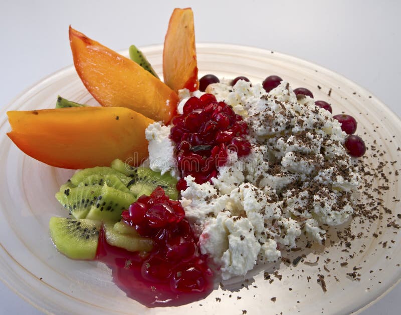 Cottage cheese with fruit stock photo. Image of kiwi - 28119844