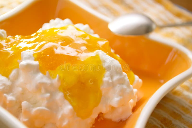 Cottage cheese with jam stock image. Image of spoon, calcium - 23856943