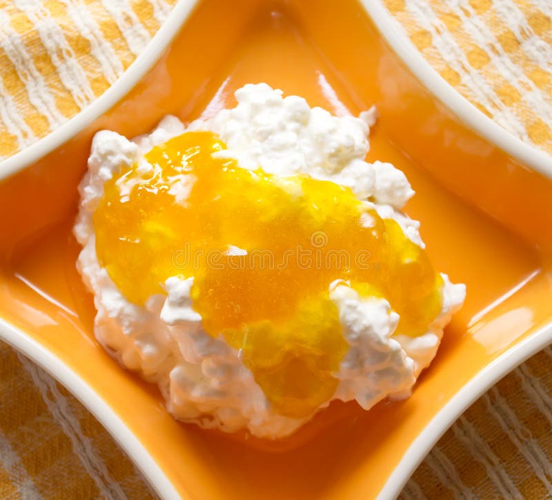 Cottage cheese with jam stock image. Image of milk, dishes - 23856981
