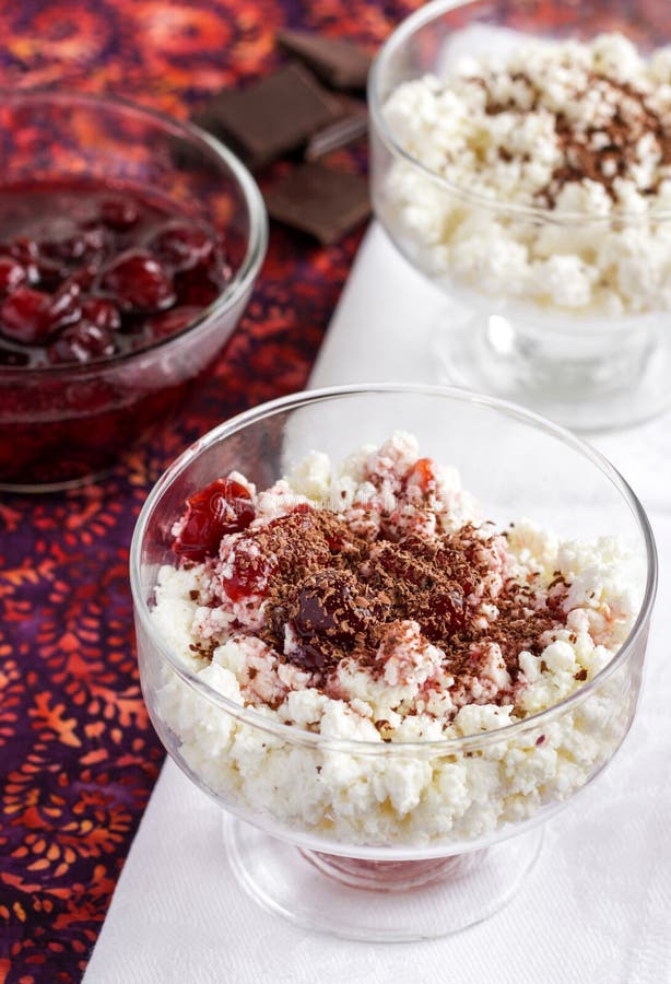 Cottage Cheese with Jam and Chocolate Stock Photo - Image of bread ...