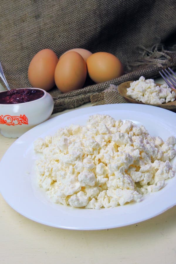 Cottage cheese with jam stock photo. Image of healthy - 87686526