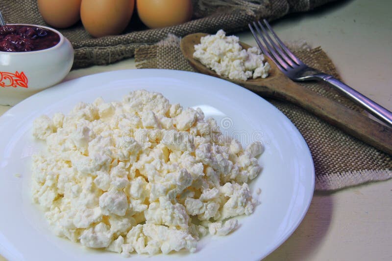 Cottage cheese with jam stock image. Image of milk, homemade - 87686585