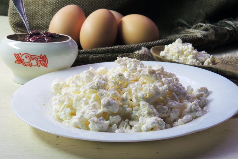 Cottage cheese with jam stock photo. Image of fresh, simple - 87686802