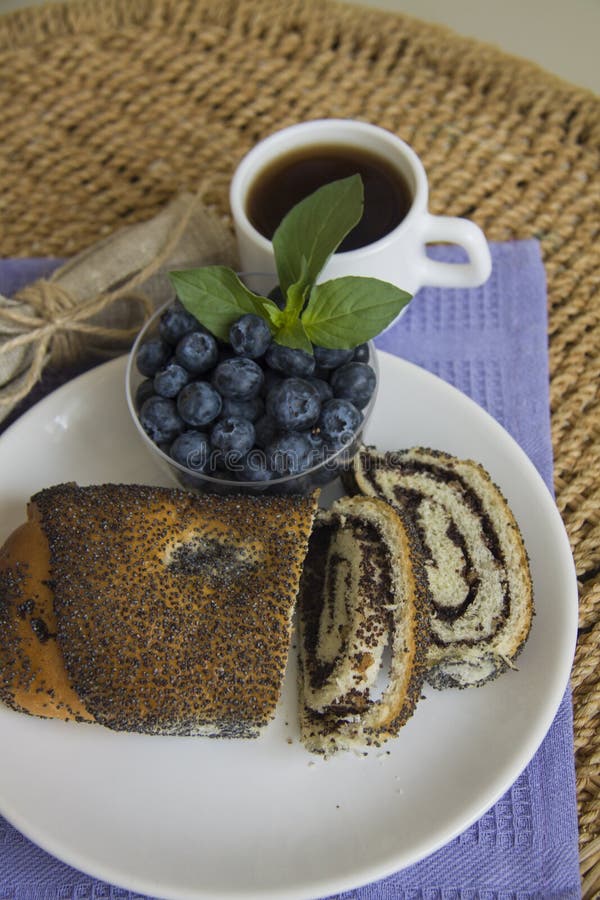 Cottage Cheese Kisch with Coffee Cup Stock Image - Image of cheese ...