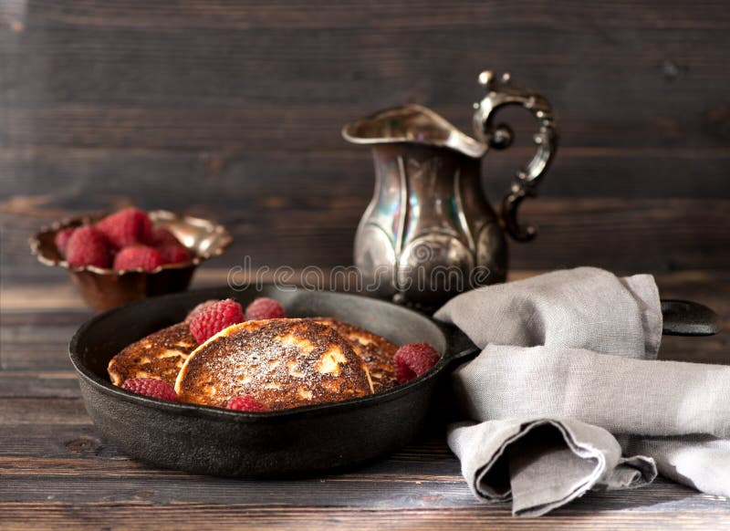 Cottage Cheese Pancakes in Pan Stock Photo - Image of muffins, baking ...