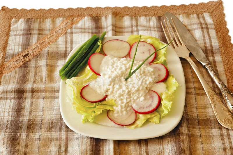 Cottage Cheese with Radish and Onion Stock Image - Image of spring ...