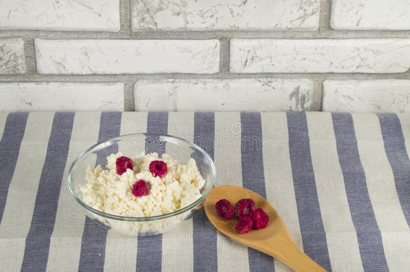 Cottage Cheese with Raspberry. Bio, Organic, Natural Ingredients ...