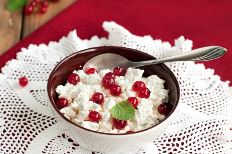 Cottage Cheese with Red Berries Stock Image - Image of healthy, food ...