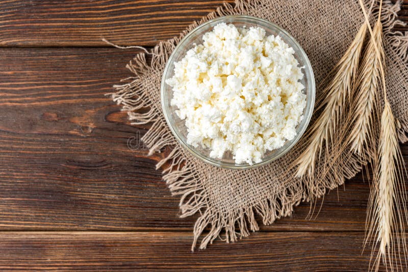 Cottage Cheese on Wooden Background Stock Image - Image of calcium ...