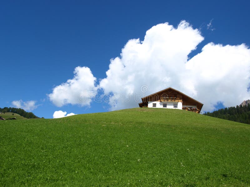 Cottage and clouds stock image. Image of highland, green - 5816923