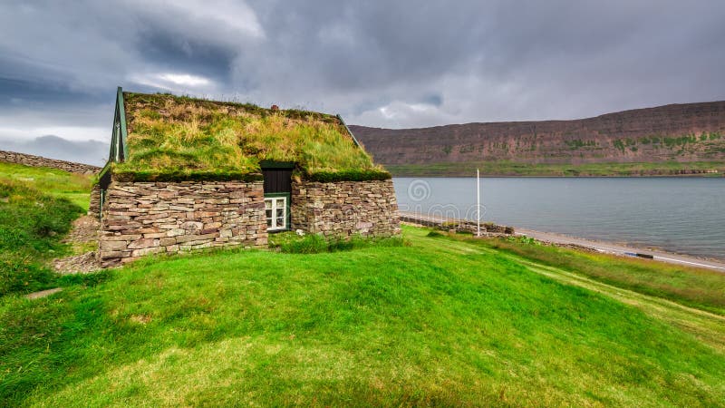 Cottage Covered with Grass on the Roof, Iceland Stock Image - Image of ...