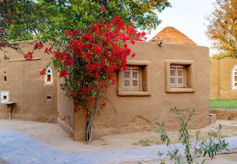 Cottage of Earth with Twining Tree, Rajasthan, India Stock Image ...