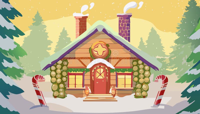 Cottage in the Forest. Vector Illustration of a Cartoon House Stock ...