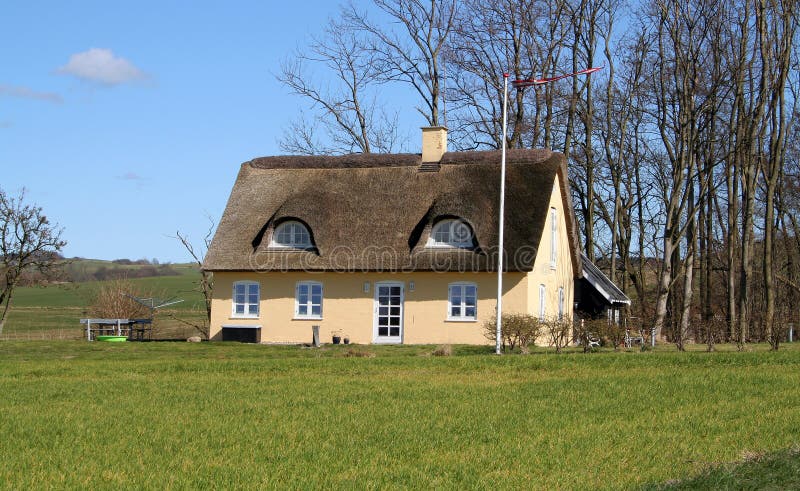 House in field stock image. Image of living, cottage, denmark - 4886405