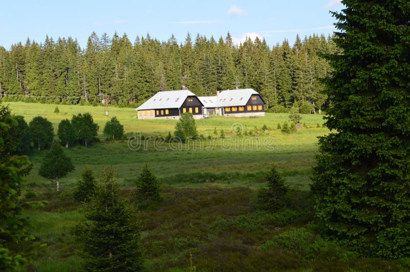 Cottage stock photo. Image of sunset, tree, stones, houses - 122216638