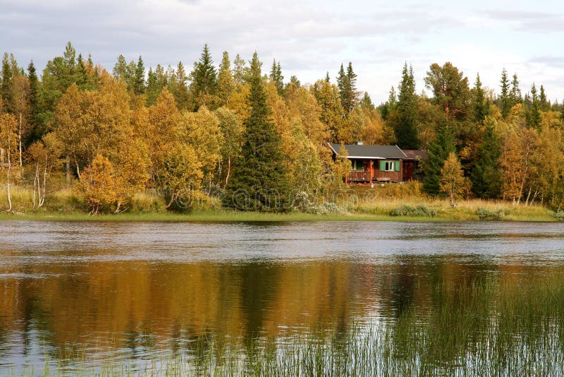 Cottage by lake stock photo. Image of birch, reed, cottage - 26648982