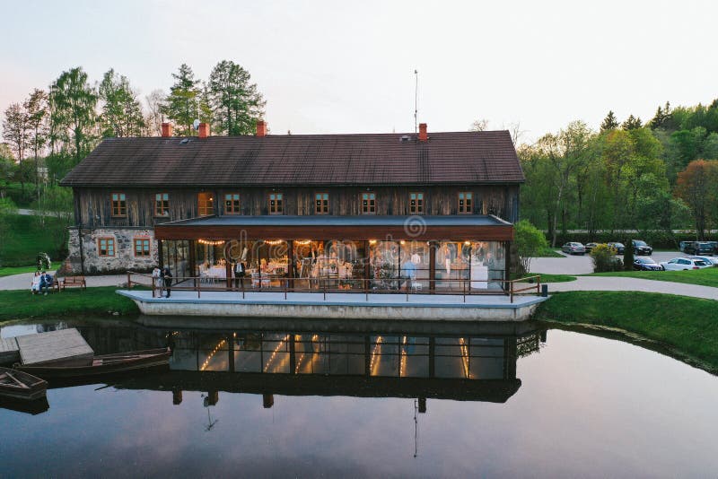 Cottage by the lake stock photo. Image of garden, property - 151619148