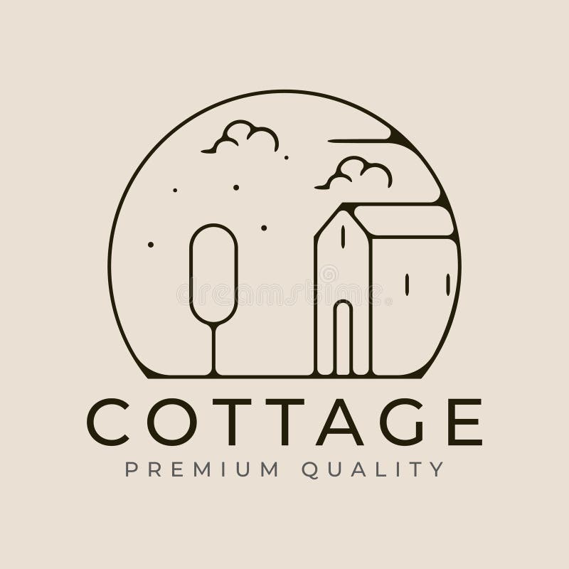 Cottage Line Art Logo Icon and Symbol Vector Minimalist Design Stock ...