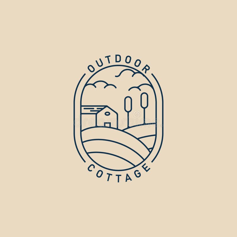 Cottage Line Art Logo , with Emblem Vector Illustration Design Template ...