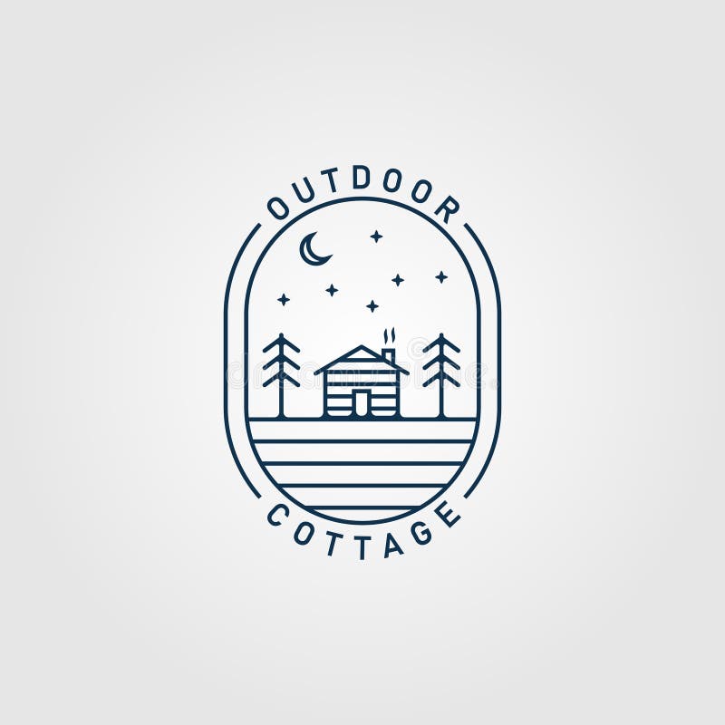Cottage Line Art Logo , with Emblem Vector Illustration Design Template ...