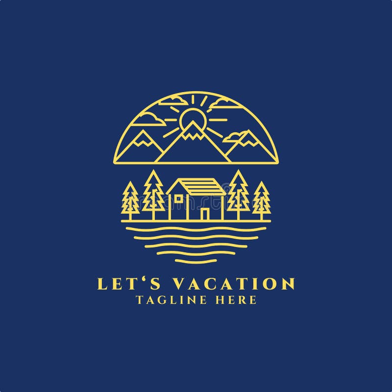 Cottage Line Art Logo Vector Illustration Design , Line Art, Cabin Line ...