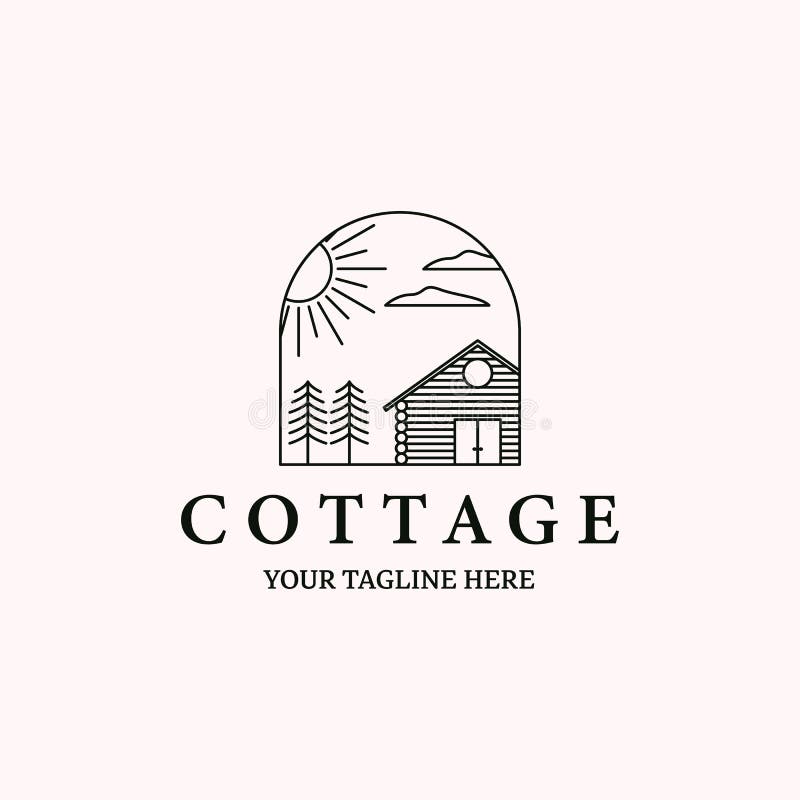 Cottage Line Art Minimalist Design Vector Illustration Creative Summer ...