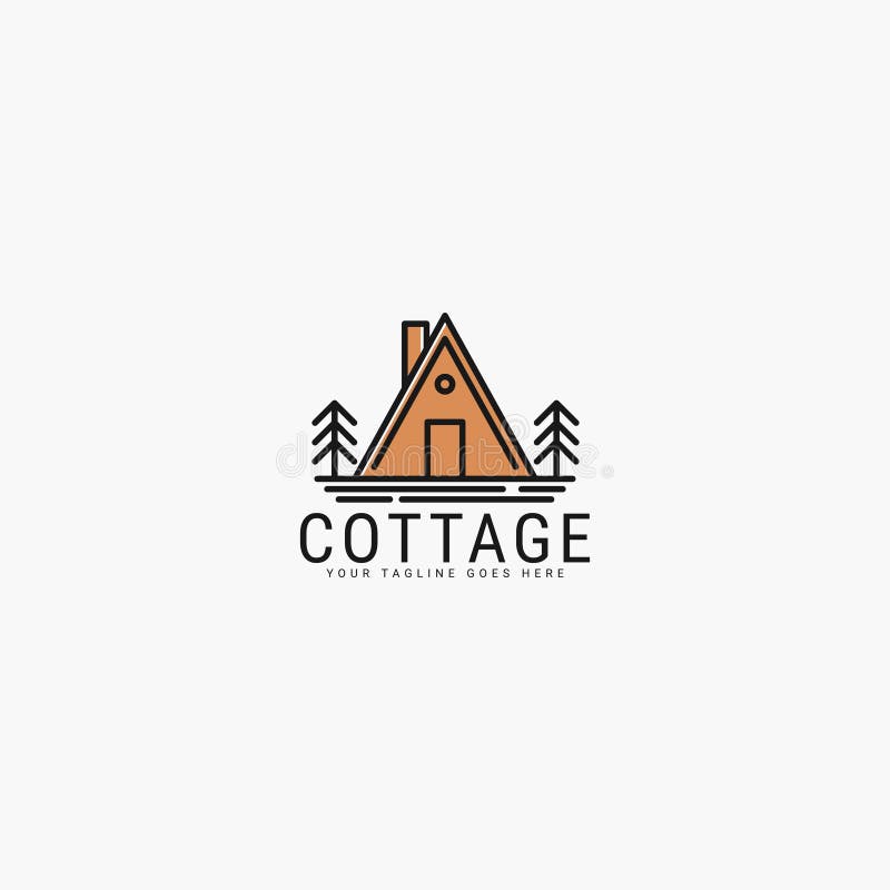 Cottage Line Art Minimalist Logo Vector Illustration Design Stock ...
