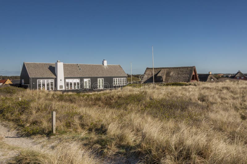 Cottage in Lokken Village - Denmark Stock Photo - Image of holiday ...