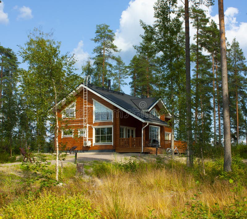 Cottage in a Park Area in Finland Stock Image - Image of house, summer ...