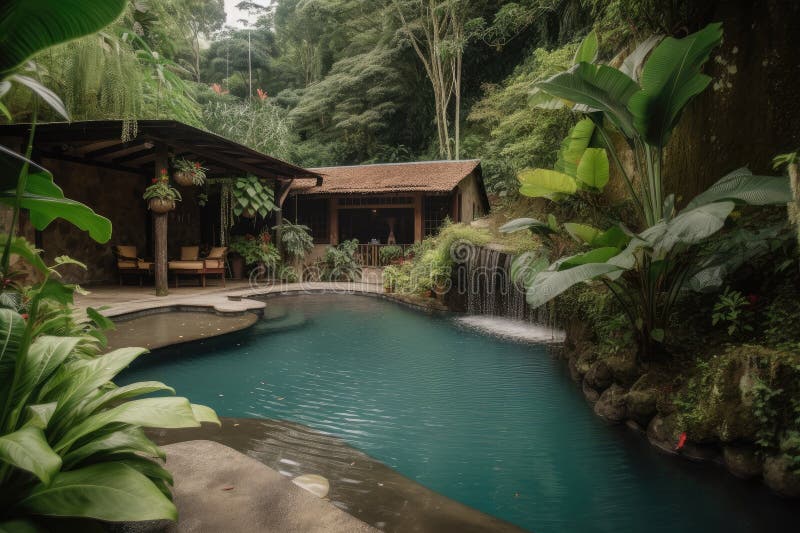 Cottage with Private Infinity Pool and Waterfall in Secluded Backyard ...