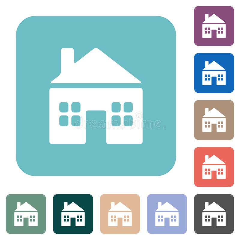 Cottage Solid Rounded Square Flat Icons Stock Vector - Illustration of building, traditional ...