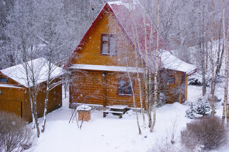 Cottage in winter stock photo. Image of home, wintertime - 13372926