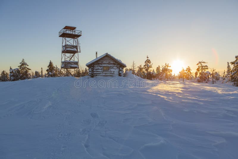Cottage in winter stock image. Image of covered, scenery - 67556351