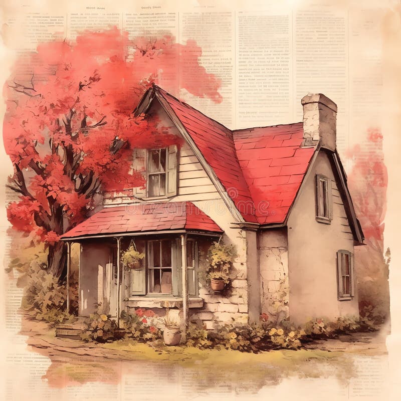 Cottagecore Barn House Old Paper, Vintage Digital Paper Stock ...