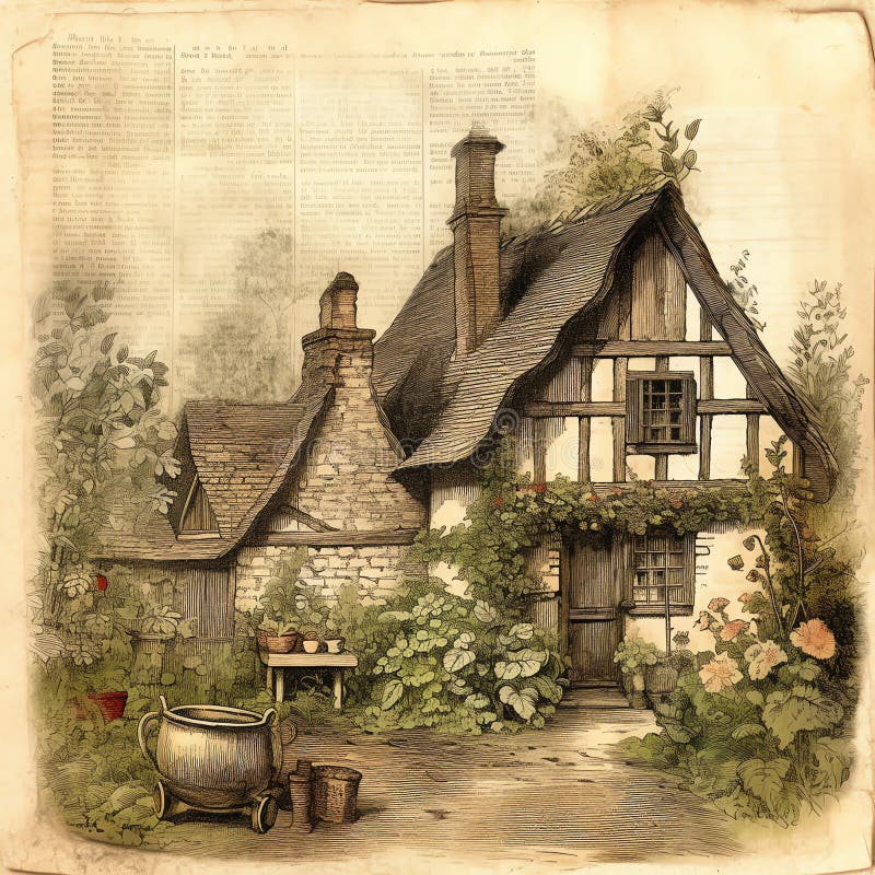 Cottagecore Barn House Old Paper, Vintage Digital Paper Stock ...