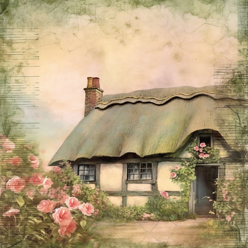Cottagecore Barn House Old Paper, Vintage Digital Paper Stock ...