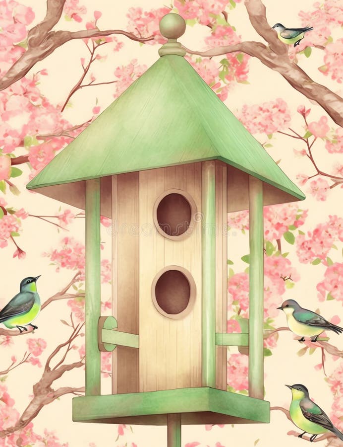 Cottagecore Bird House Old Paper, Vintage Digital Paper Stock ...