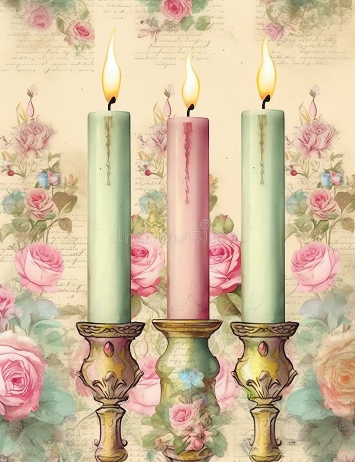 Cottagecore Candle Old Paper, Vintage Digital Paper Stock Illustration ...