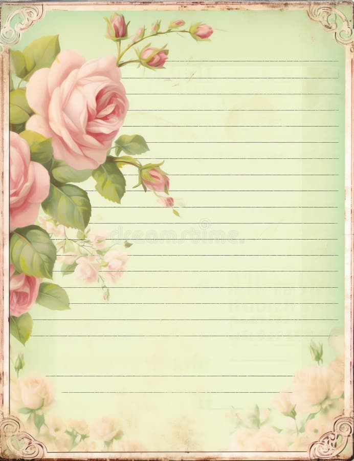 Cottagecore Flower Lined Paper Old Paper, Vintage Digital Paper Stock ...