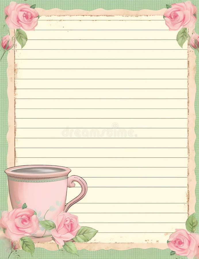 Cottagecore Tea Lined Paper Old Paper, Vintage Digital Paper Stock ...