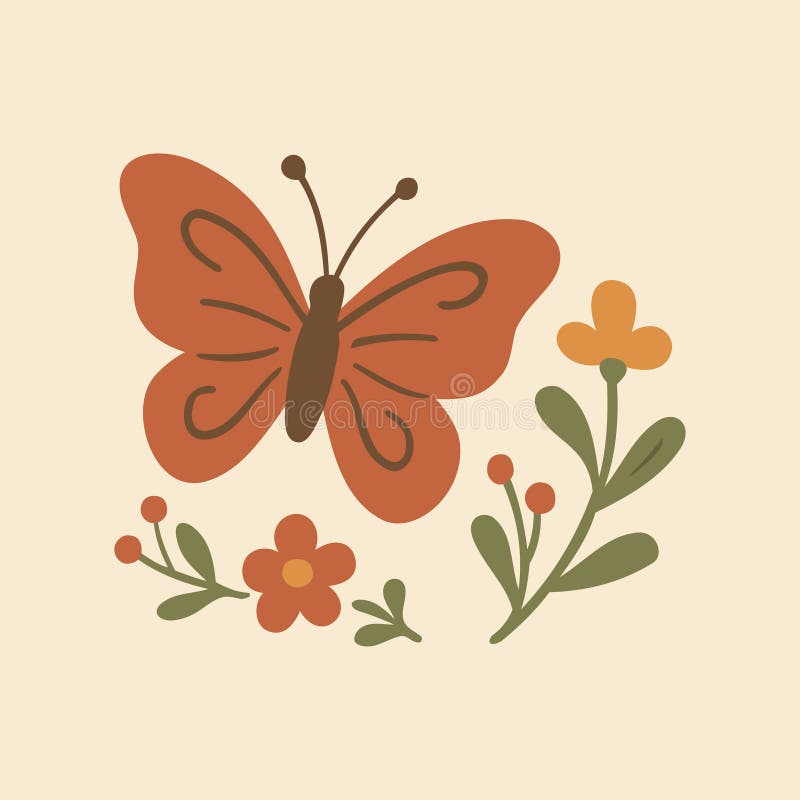 Cottagecore Theme Style Butterfly Vector Template Stock Vector ...